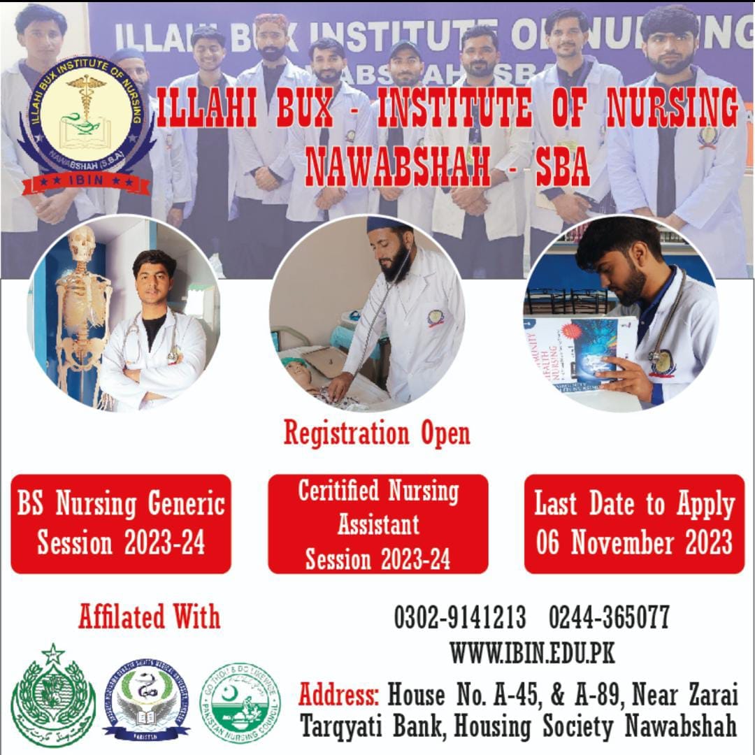Admissions Open in Illahi Bux Institute of Nursing 2024 Nawabshah - Nursing Scholar