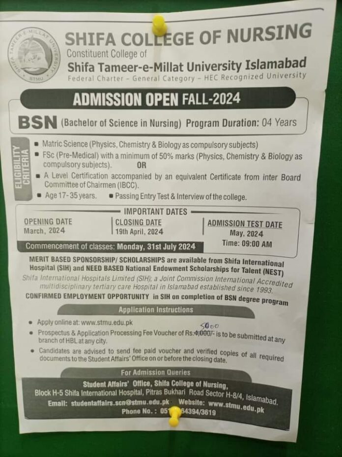 Shifa College of Nursing (Shifa Tameer-e-Millat University) 2024 ...